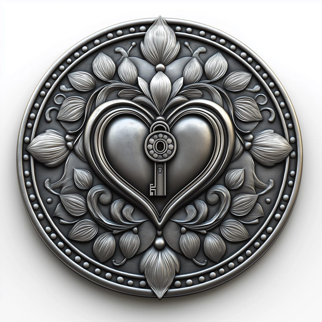 Heart Lock 3d Embossing Files, Fiber Laser Engraving Designs , Coin ...