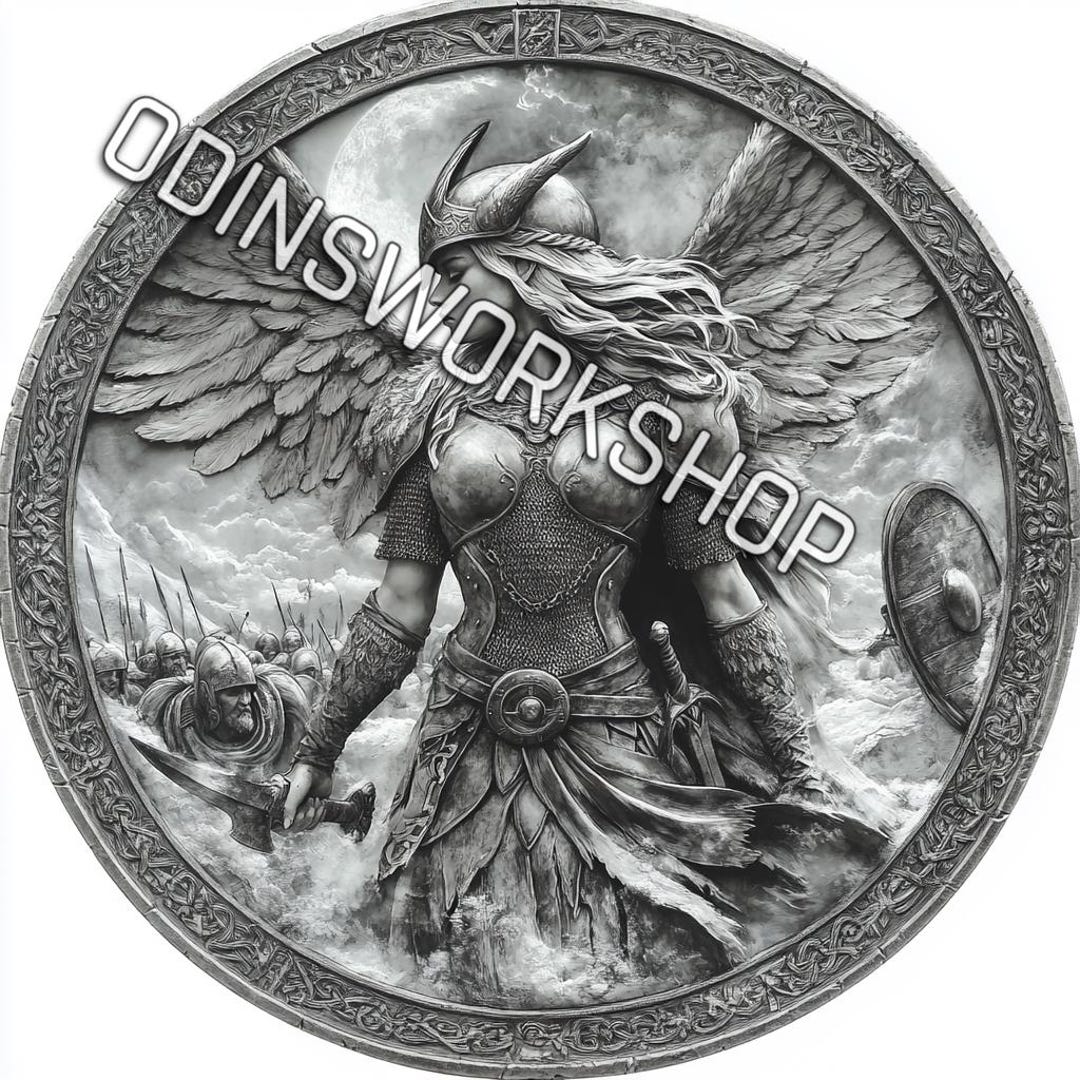 Valkyrie Viking Coin 3D Embossing Files: Laser Engraving Designs ...
