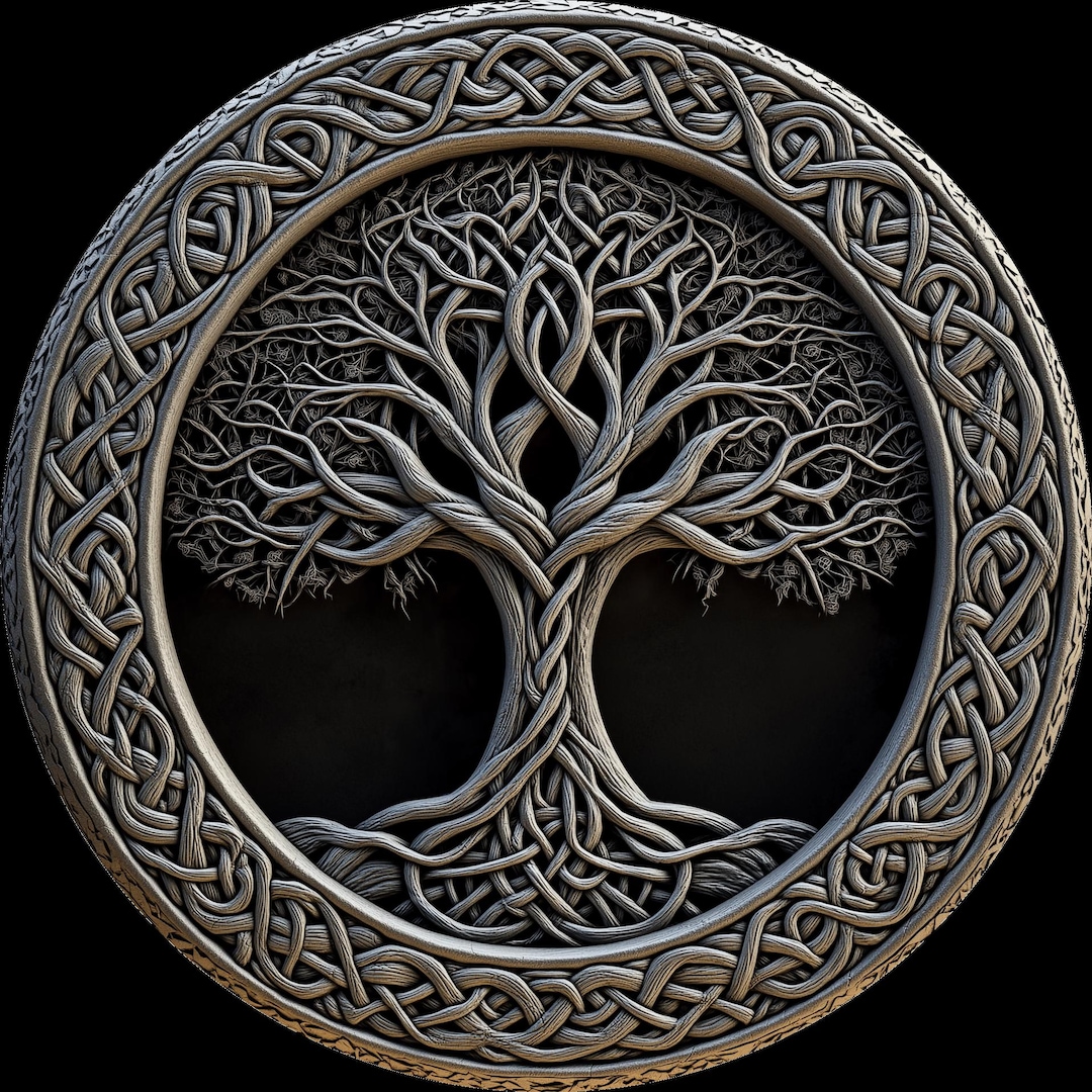 Yggdrasil Tree of Life 3D Embossing Design: Coin Laser Cut File (PNG ...