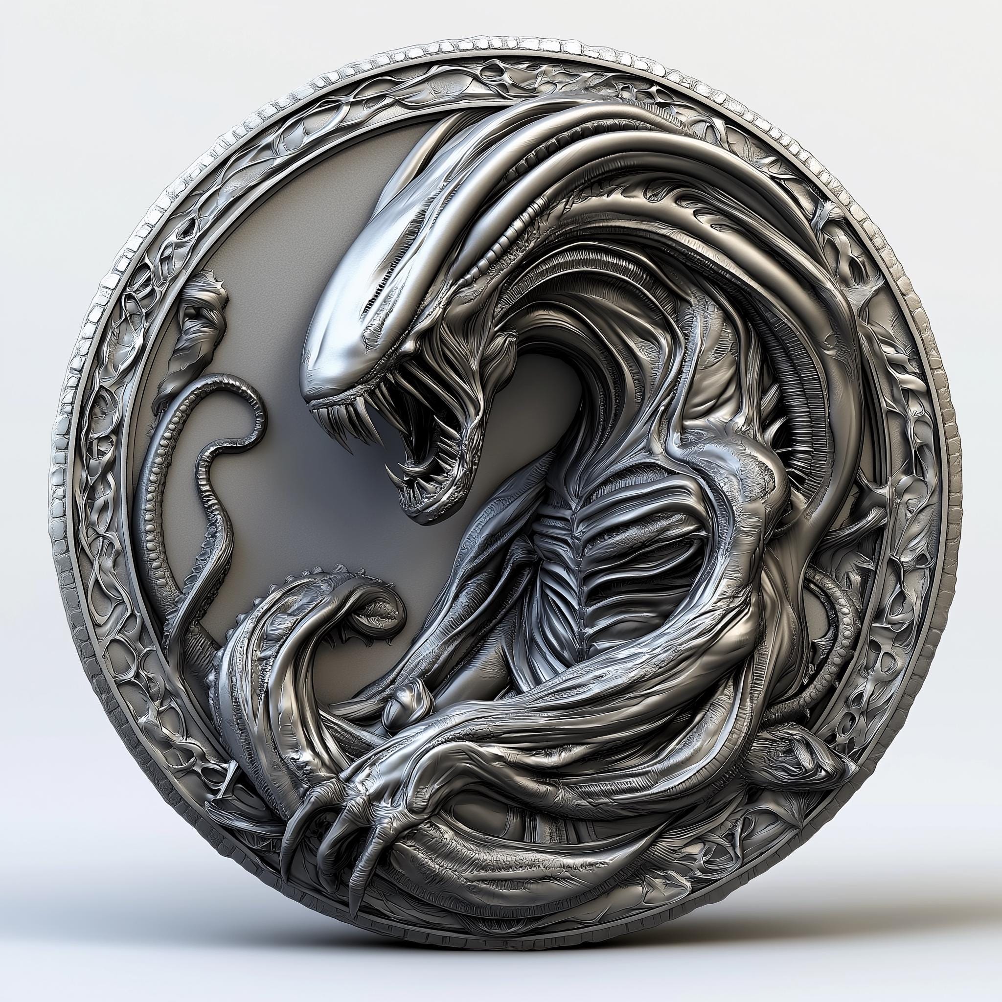 Alien Vs Predator Coin: 3D Embossing PNG Files for Laser Engraving - Etsy
