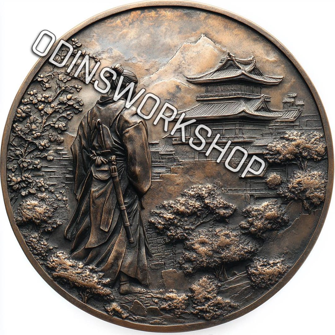 Japanese Edo Ronin Coin 3D Embossing Design (PNG) - Etsy