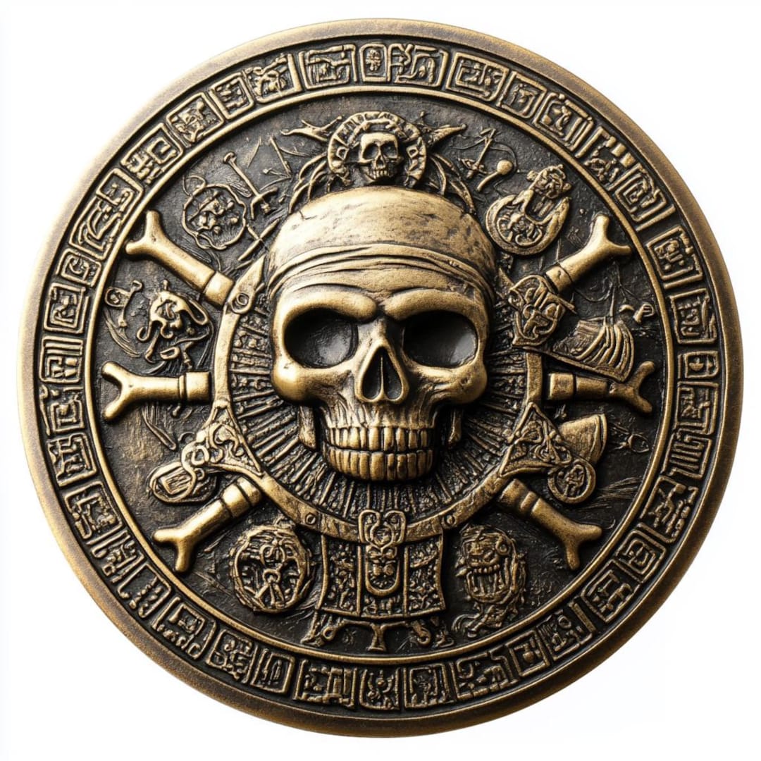 Pirate Aztec Coin 3D Embossing Files: Laser Engraving Design (PNG) - Etsy