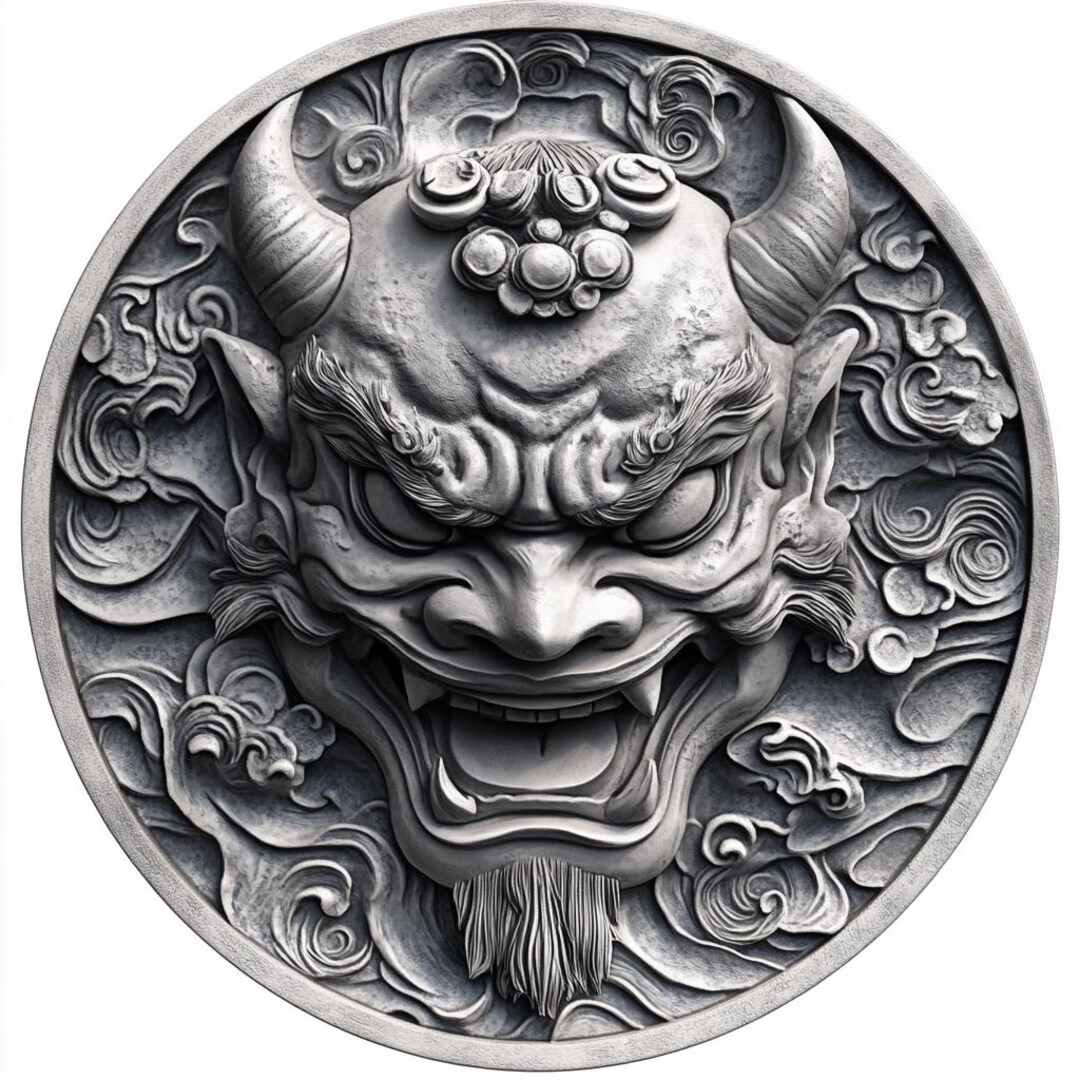 JAPANESE ONI Coin 3d Embossing Files, Fiber Laser Engraving Designs ...