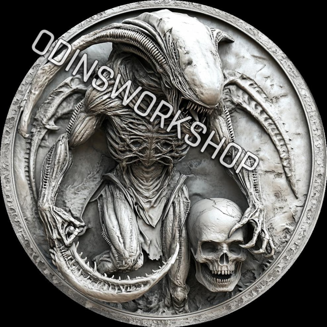 U- the Merc Life ALIEN Coin 3d Embossing Files, Fiber Laser Engraving ...