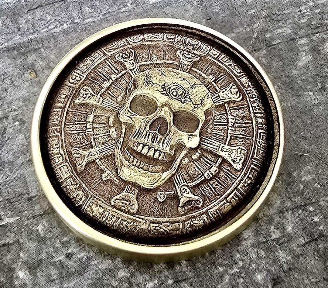 Aztec Gold Pirate Coin. EDC Worry Token. Challenge Coin. Solid Brass ...