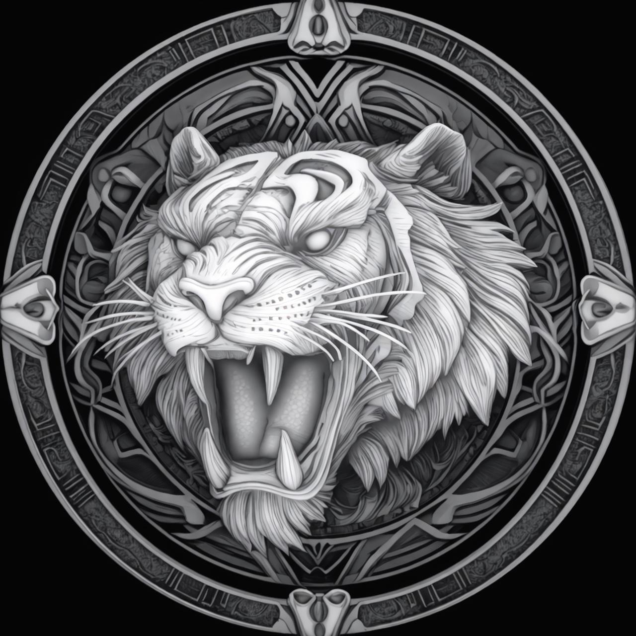 Tiger Coin 3D Embossing Design: Fiber Laser Engraving Files (PNG, Depth ...