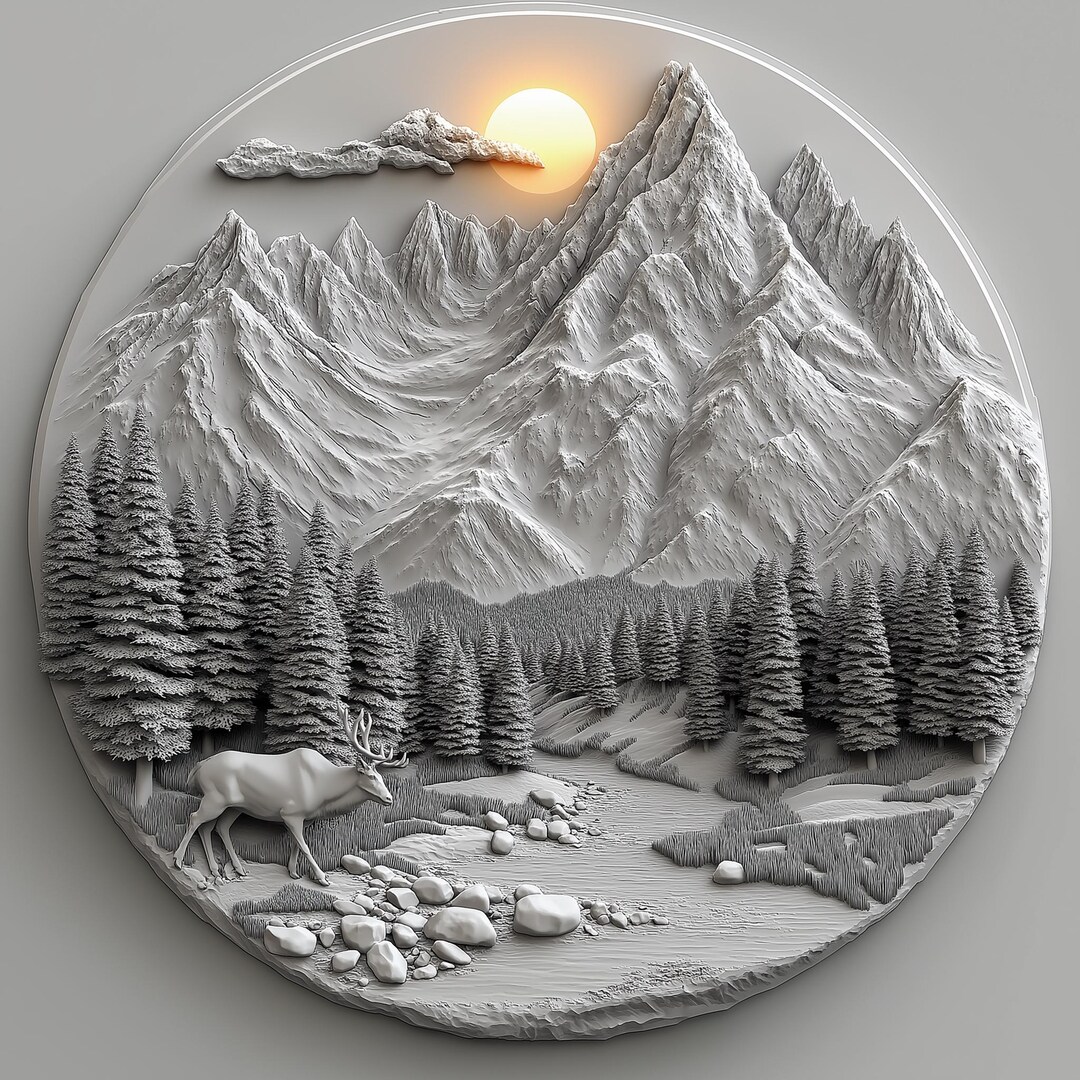 U- Grand Teton National Park-png+stl 3d Embossing Files, Fiber Laser ...