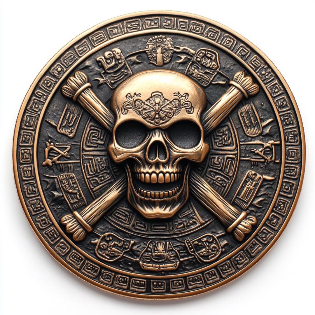 Aztec Pirate Coin 3D Embossing Files: Laser Engraving Designs (digital ...