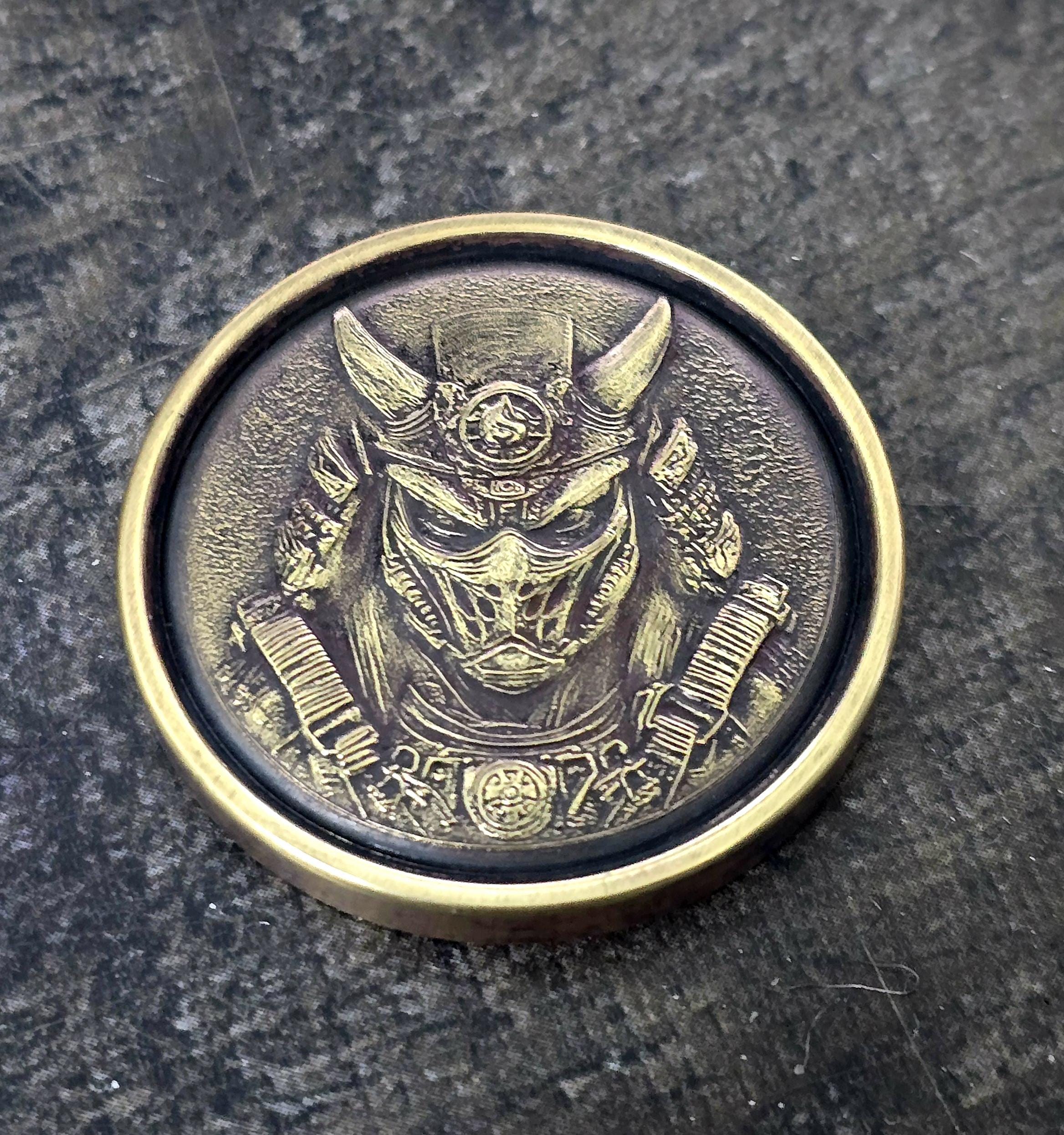 Edc Coin. Tactical Samurai Oni. Reverse Side a Mystery What Will You ...