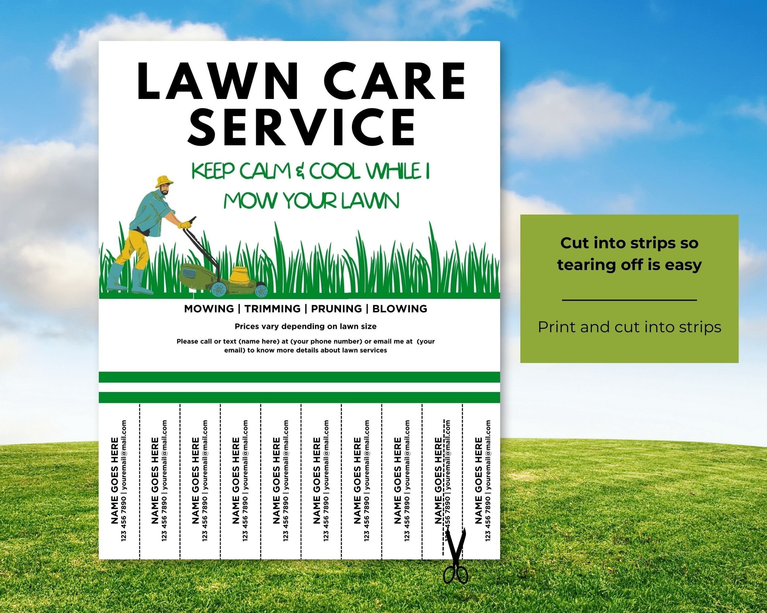Lawn Care Tear off Flyer Bundle, Customizable Design in Canva, Lawn ...
