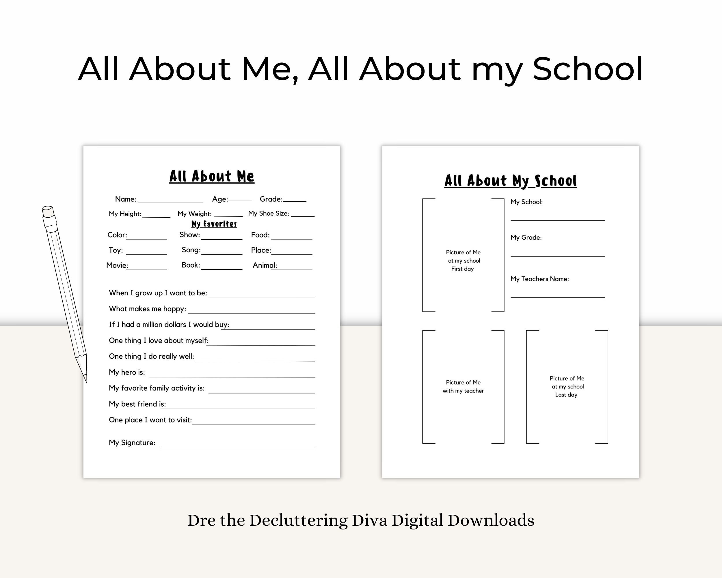 Childhood Printable Interview, All About Me Interview, Kids Keepsake ...