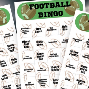 Football Bingo, 10 Unique Printable Bingo Cards, Football Game ...