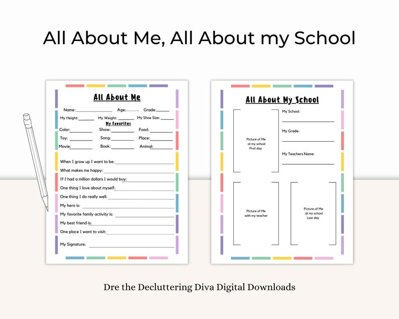 Childhood Printable Interview, All About Me Interview, Kids Keepsake ...