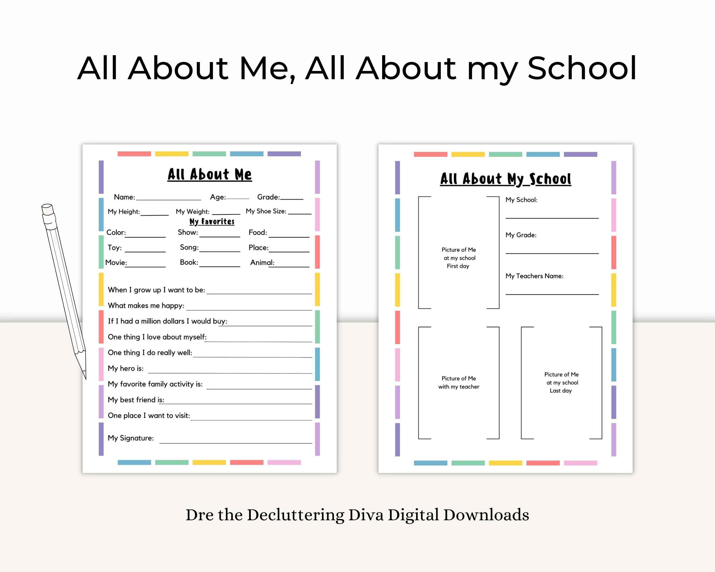 Childhood Printable Interview, All About Me Interview, Kids Keepsake ...