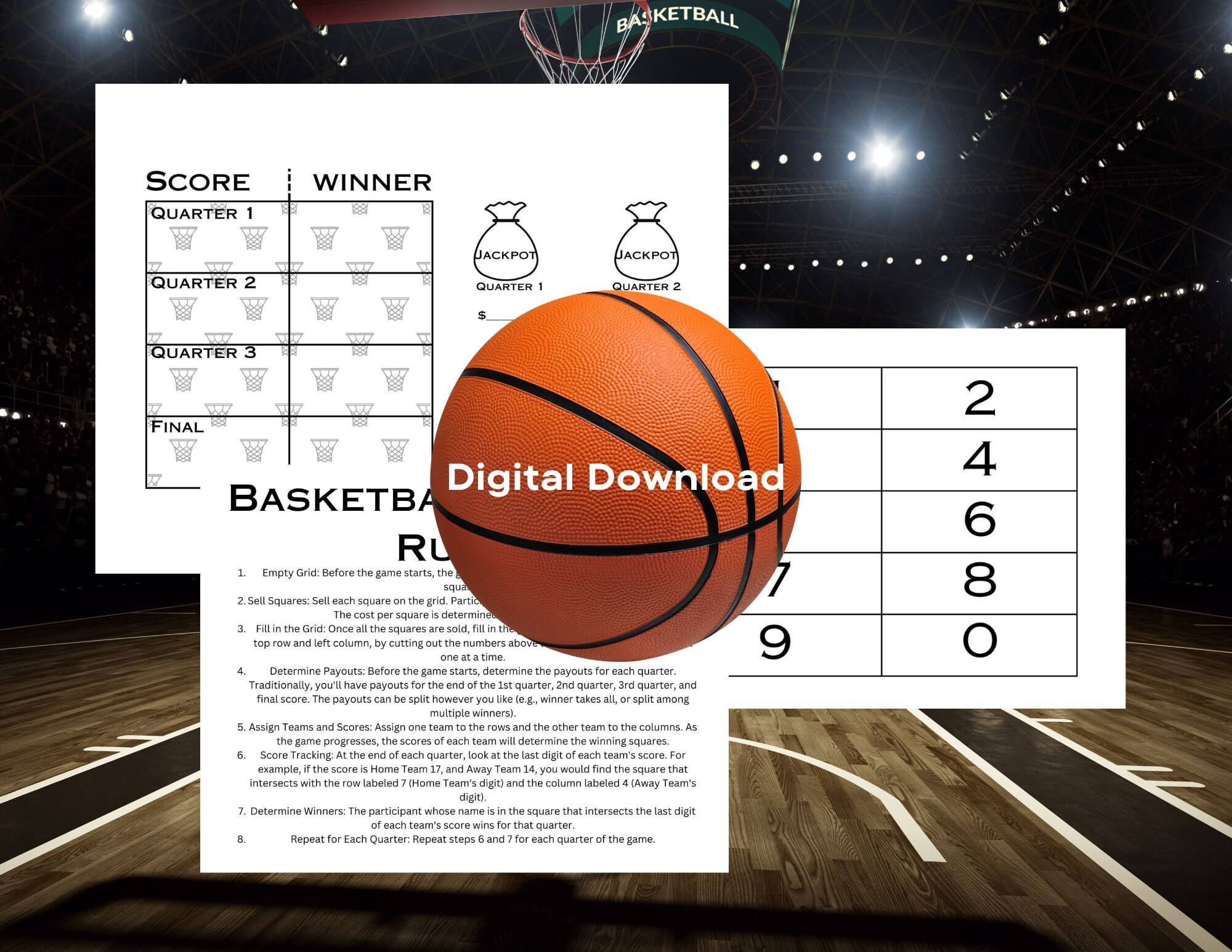 March Madness Basketball Game 2024 Cards Basketball Game Digital ...