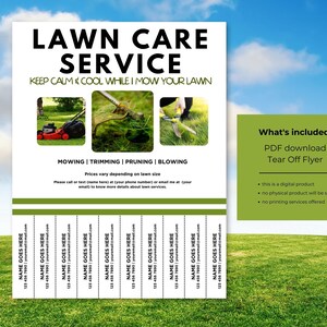 Lawn Care Tear off Flyer Bundle, Customizable Design in Canva, Lawn ...