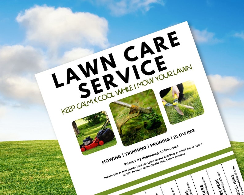 Lawn Care Tear off Flyer Bundle, Customizable Design in Canva, Lawn ...