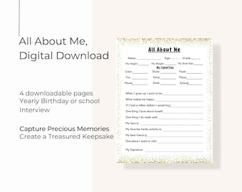 Childhood Printable Interview, All About Me Interview, Kids Keepsake ...