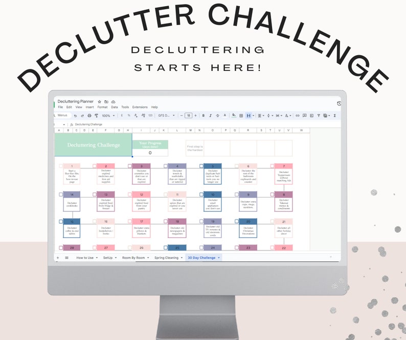 30 Day Declutter Challenge Google Sheet, Declutter Planner, Declutter ...