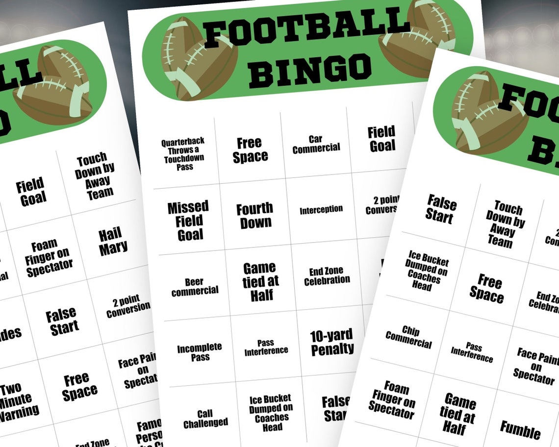 Football Bingo, 10 Unique Printable Bingo Cards, Football Game ...