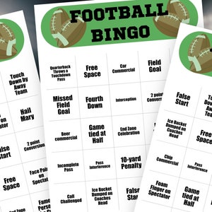 Football Bingo, 10 Unique Printable Bingo Cards, Football Game ...