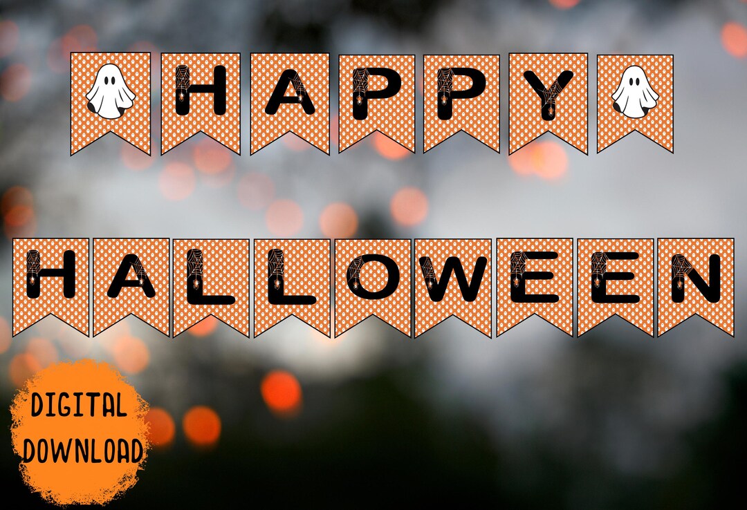 Happy Halloween Printable Banner, Halloween Bunting Flag Banner ...