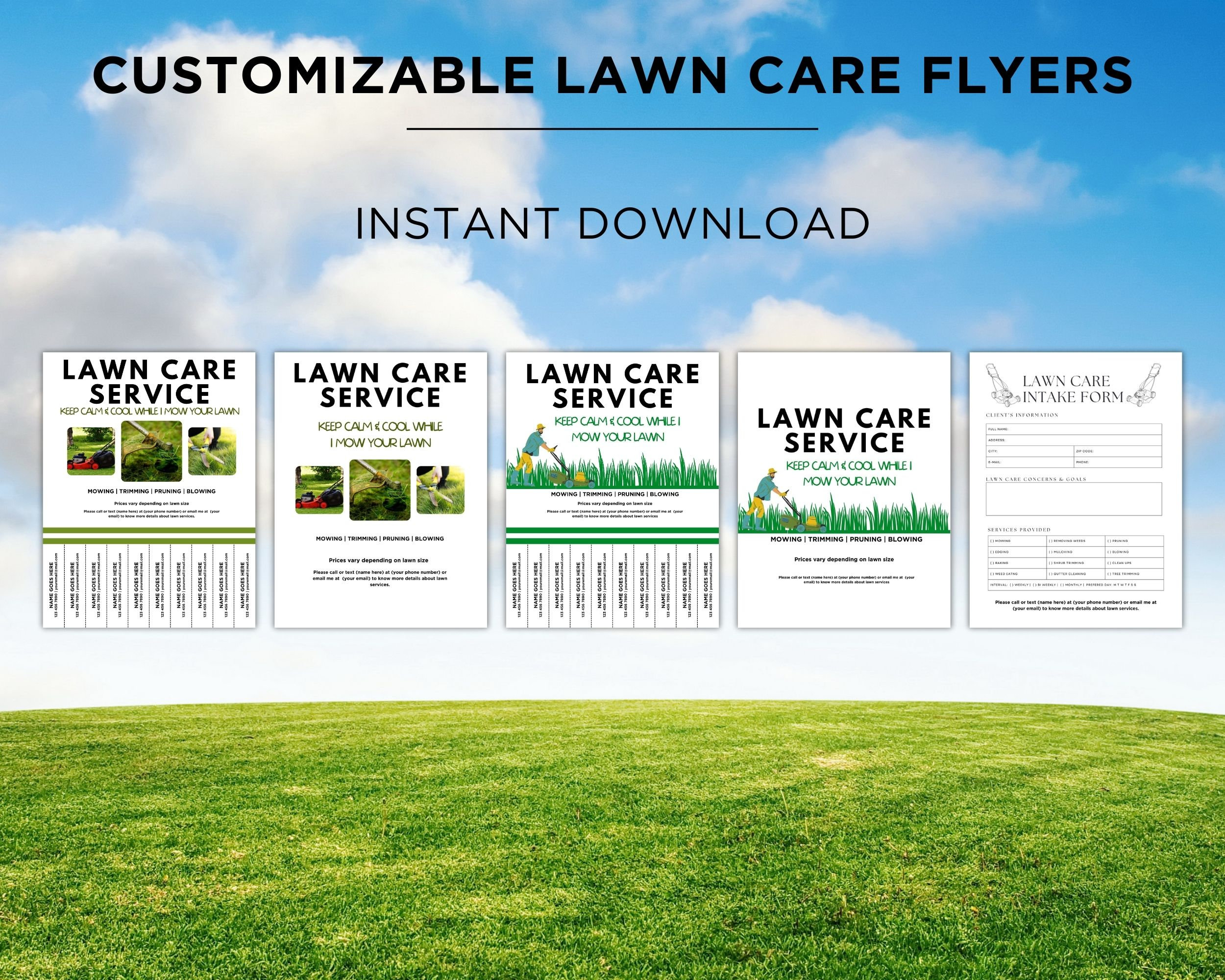 Lawn Care Tear off Flyer Bundle, Customizable Design in Canva, Lawn ...