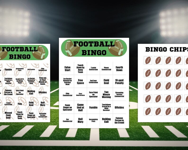 Football Bingo, 10 Unique Printable Bingo Cards, Football Game ...