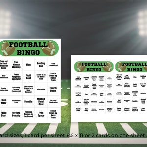 Football Bingo, 10 Unique Printable Bingo Cards, Football Game ...