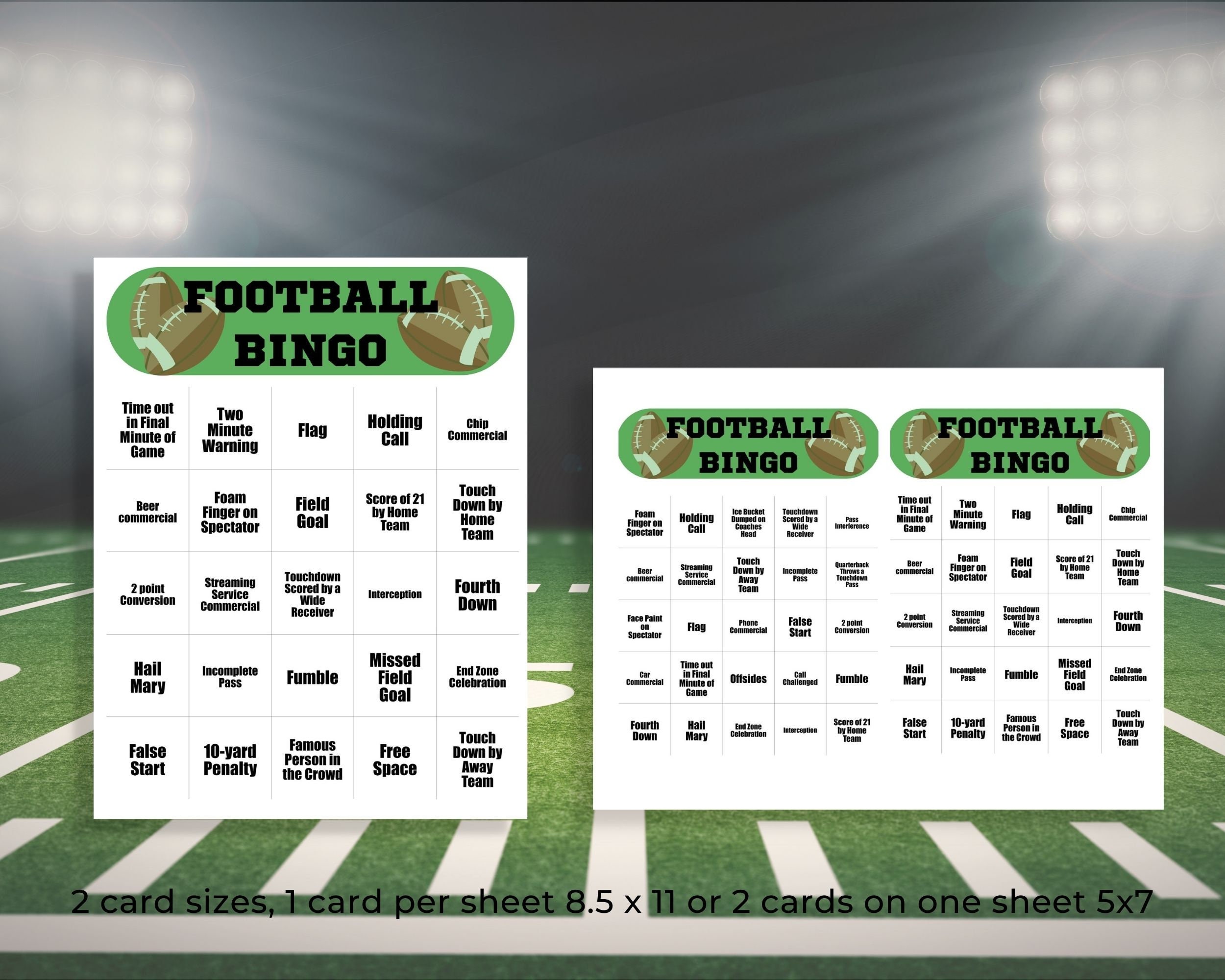 Football Bingo, 10 Unique Printable Bingo Cards, Football Game ...