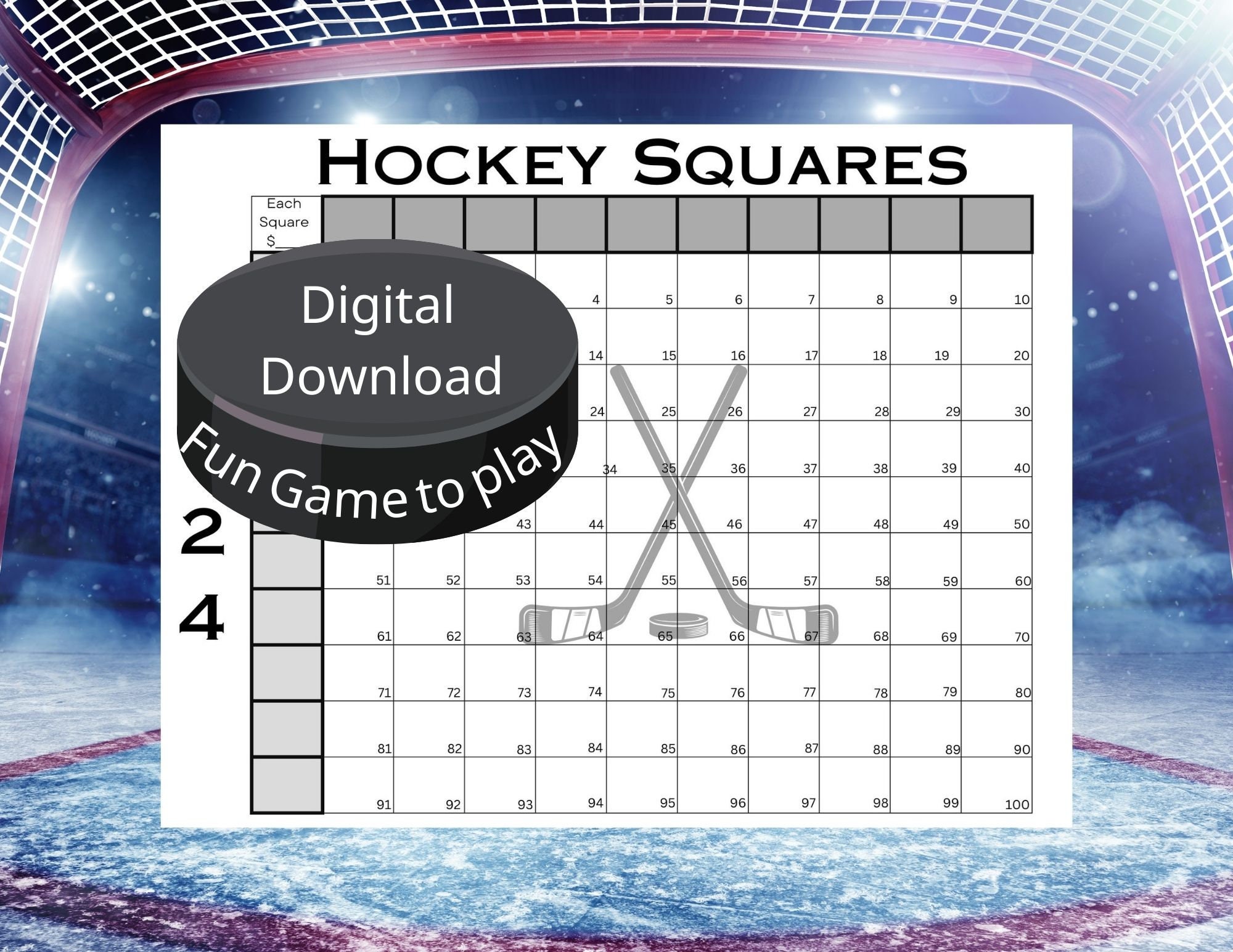 Hockey Squares 2024, Stanley Squares, Stanley Cup 2024, Hockey Party Game, Hockey Squares, Ice ...