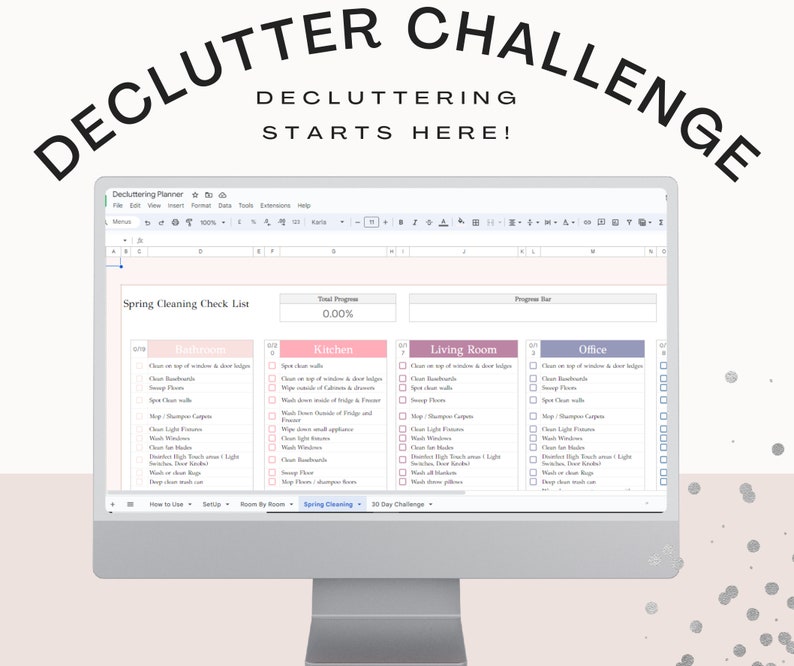 30 Day Declutter Challenge Google Sheet, Declutter Planner, Declutter Checklist, Spring Cleaning ...