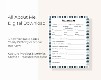 Childhood Printable Interview, All About Me Interview, Kids Keepsake ...