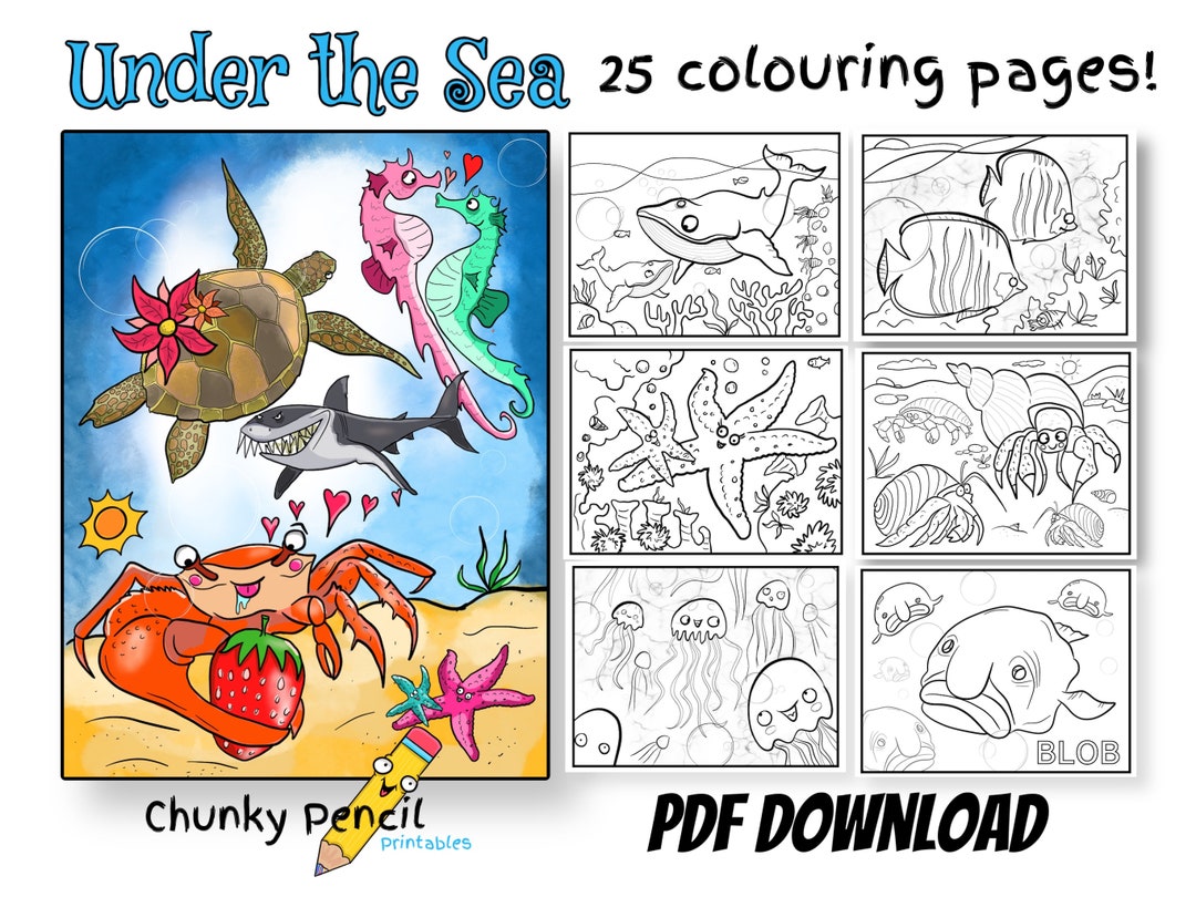 Colouring Pages for Kids Adults, Sea Animals Colouring, Digital ...