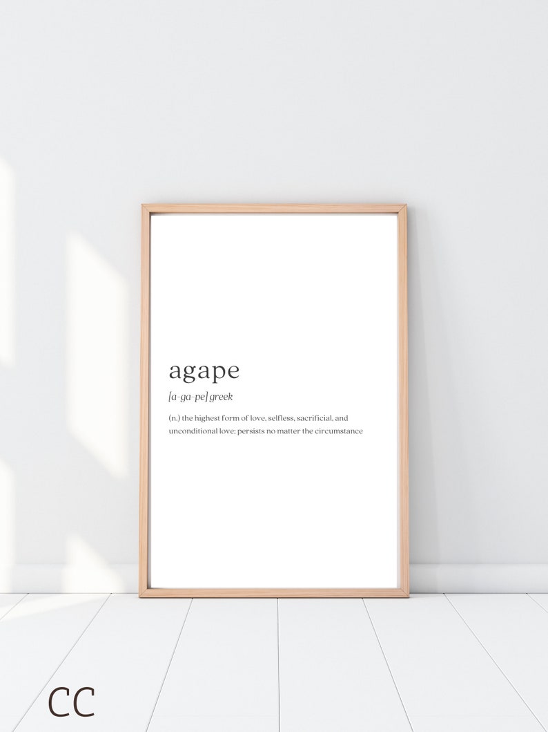 Agape Definition | Digital Download | Minimalist Poster | Word ...