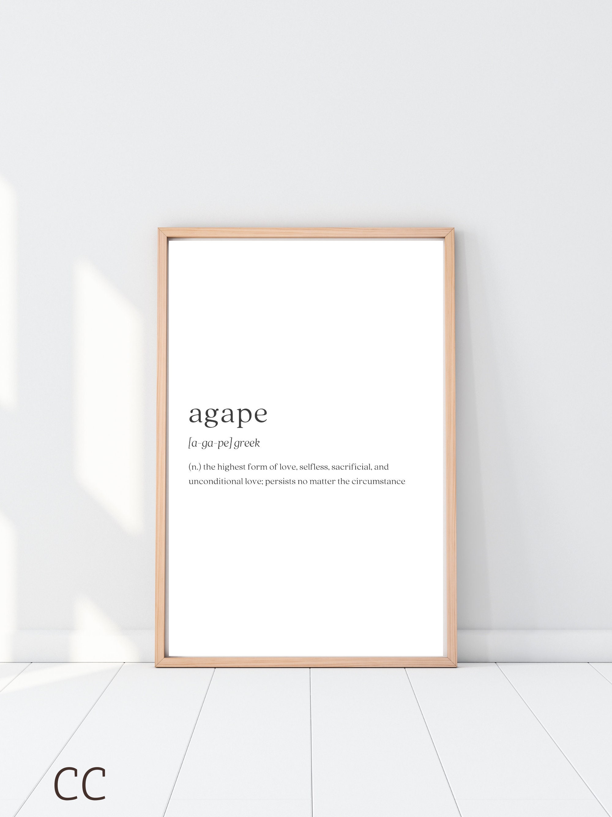 Agape Definition | Digital Download | Minimalist Poster | Word ...