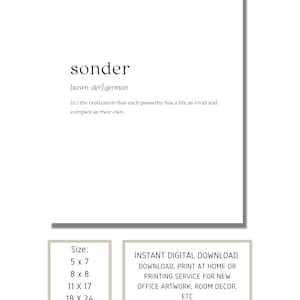 Sonder Definition | Digital Download | Minimalist Poster | Word ...