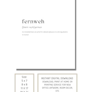 Fernweh Definition Digital Download Minimalist Poster Word Definition ...