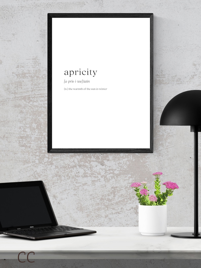 Apricity Definition | Digital Download | Minimalist Poster | Word ...