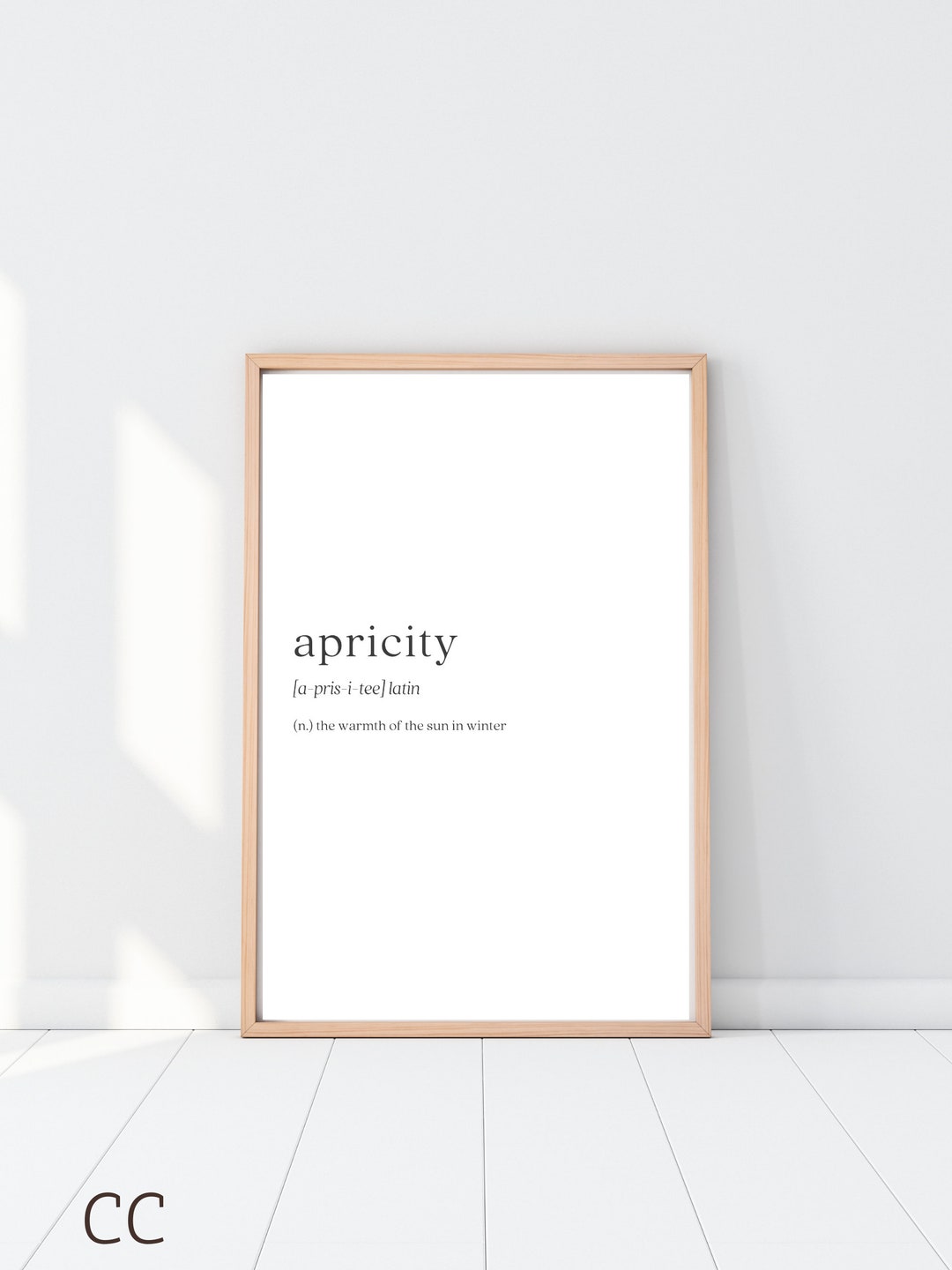 Apricity Definition | Digital Download | Minimalist Poster | Word ...
