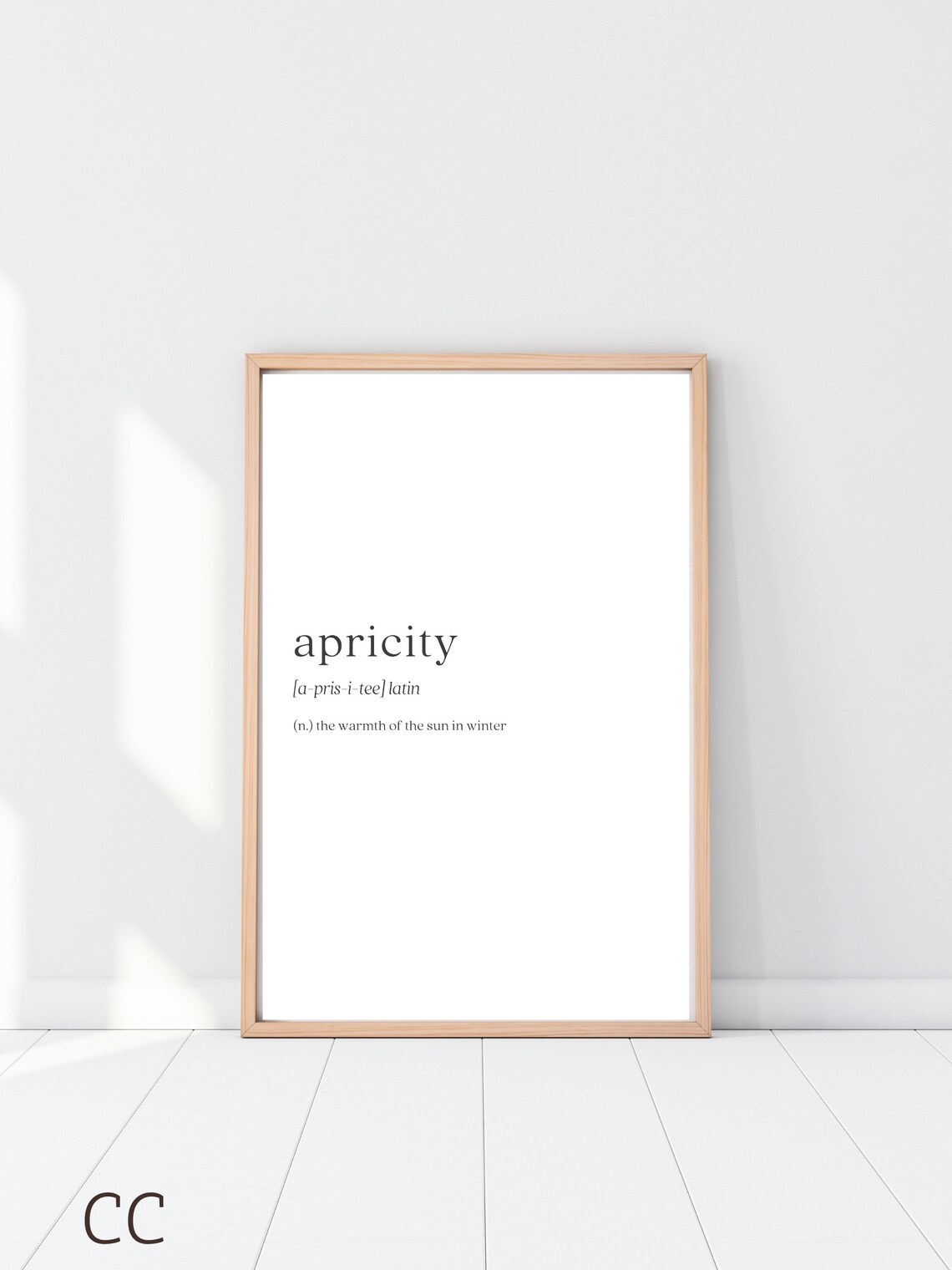 Apricity Definition Digital Download Minimalist Poster Word Definition ...