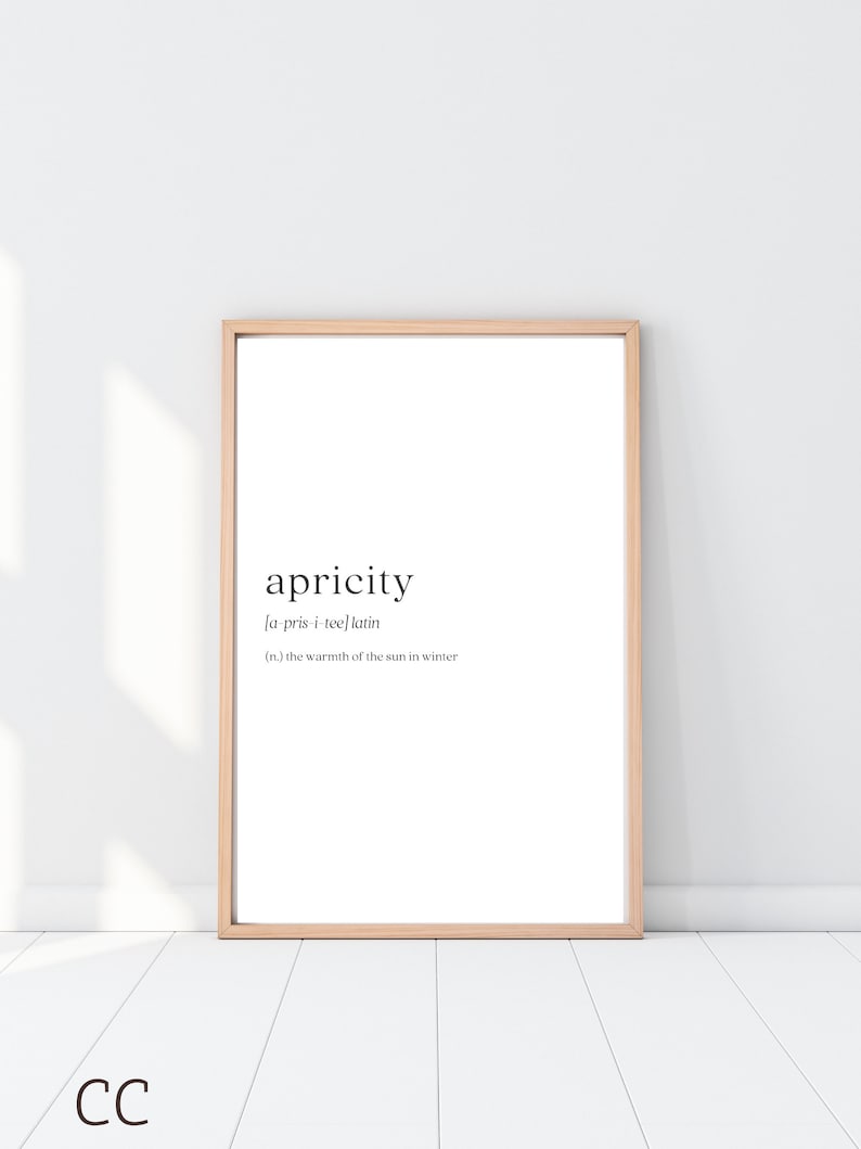 Apricity Definition | Digital Download | Minimalist Poster | Word ...