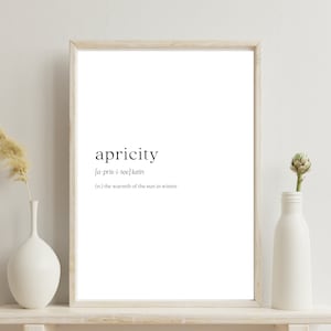 Apricity Definition | Digital Download | Minimalist Poster | Word ...