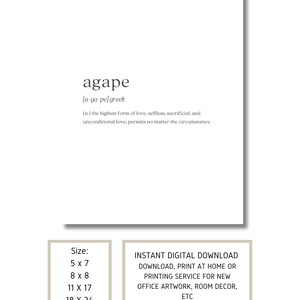 Agape Definition | Digital Download | Minimalist Poster | Word ...