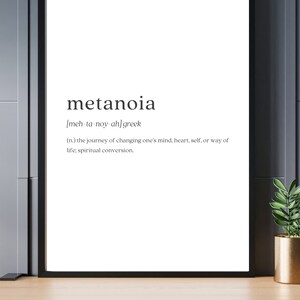 Metanoia Definition | Digital Download | Minimalist Poster | Word ...