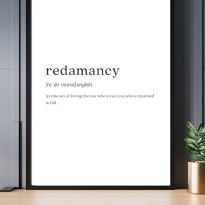 Redamancy Definition | Digital Download | Minimalist Poster | Word ...