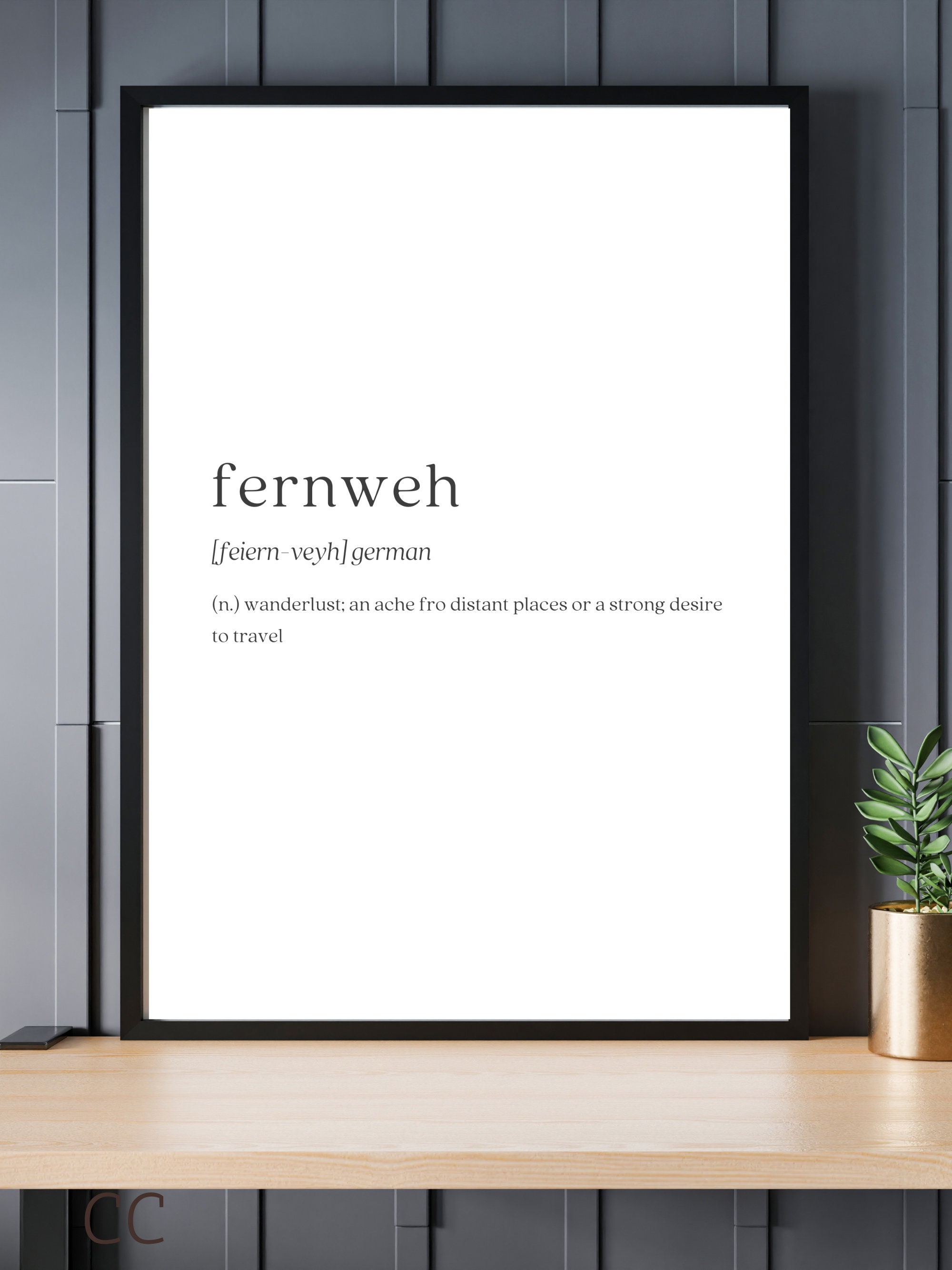 Fernweh Definition Digital Download Minimalist Poster Word Definition Wall Art Home Decor Clean ...