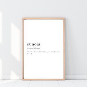 Eunoia Definition Digital Download Minimalist Poster Word Definition ...