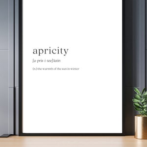 Apricity Definition | Digital Download | Minimalist Poster | Word ...