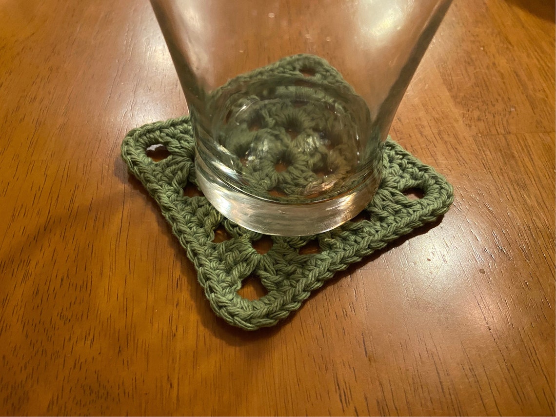Sage Green Granny Square Coaster | Cotton Coaster - Etsy